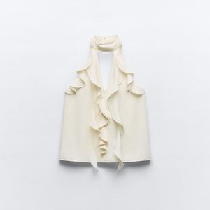Zara | Tops | Nwt Zara Ruffled High Neck Top L | Poshmark